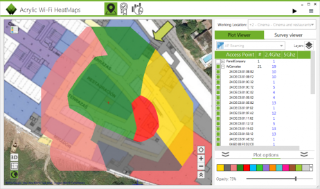 ヒートマップ図およびカバレッジ図作成 サイトサーベイツール Acrylic WiFi Heatmap